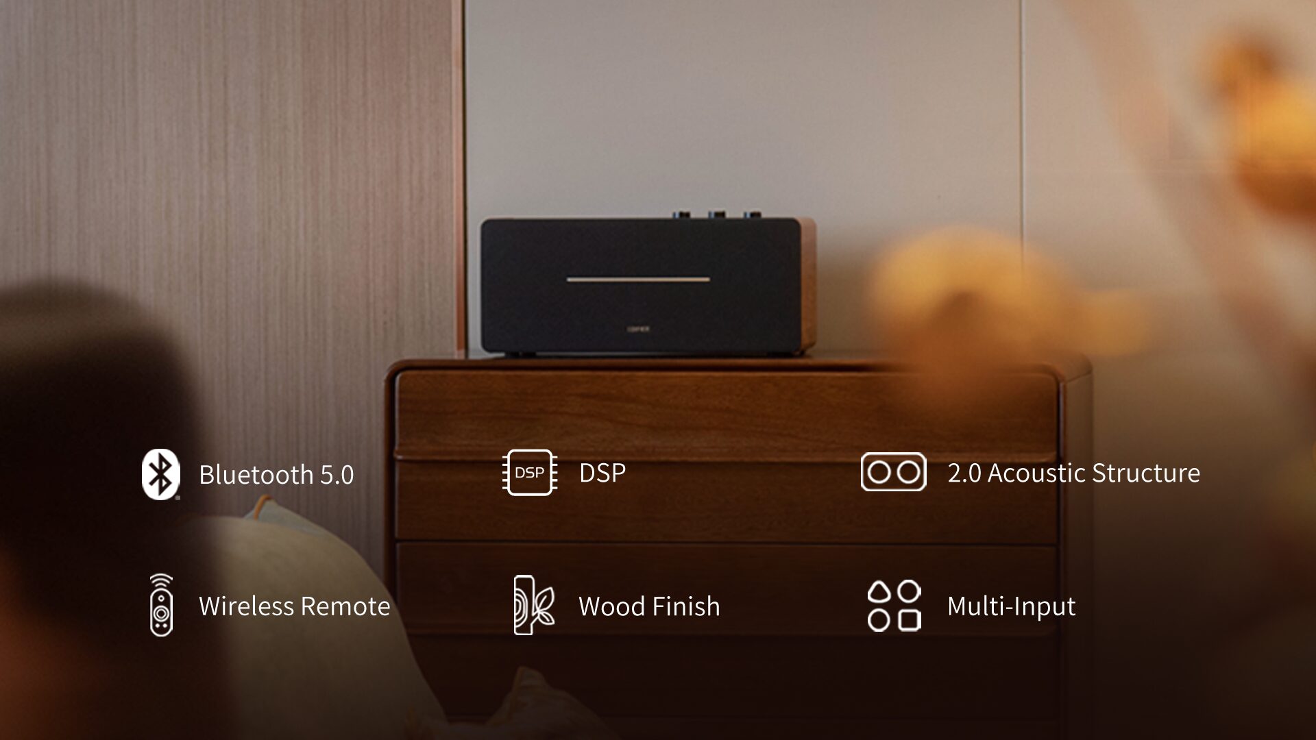 Versatile Connectivity Speakers: Edifier D12 with Bluetooth & RCA Options
